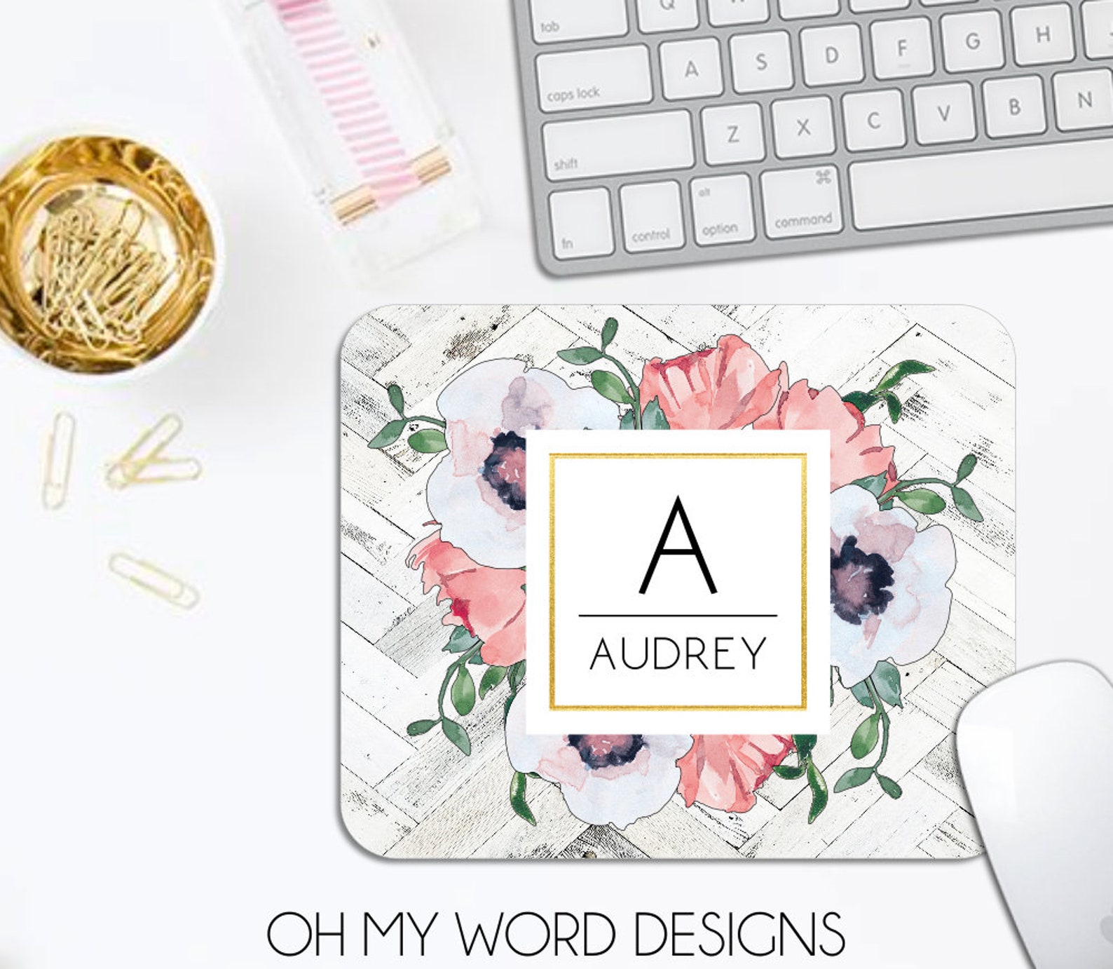 Personalized Mouse Pad-round Mouse Pad-monogram Mouse Pad-desk - Etsy