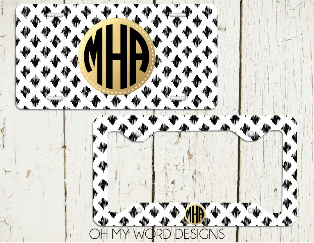Monogram Car Tag Set-personalized License Plate-monogram Car Tag-ikat ...