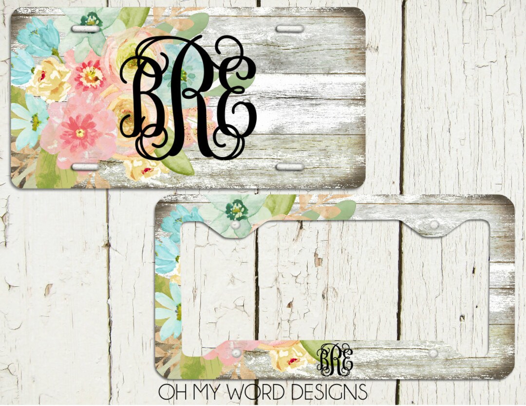 Monogram Car Tag Set-personalized License Plate-monogram Car Tag ...