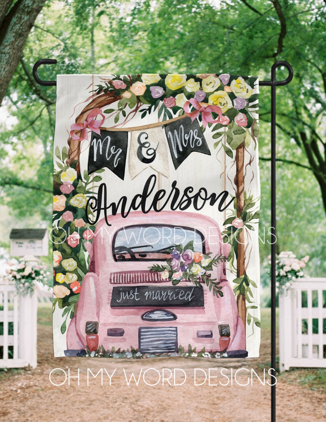 Personalized Garden Flag-wedding Garden Flag-welcome Flag-just Married ...