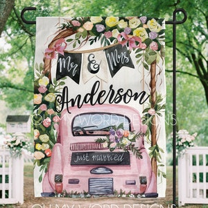 Personalized Garden Flag-wedding Garden Flag-welcome Flag-just Married ...