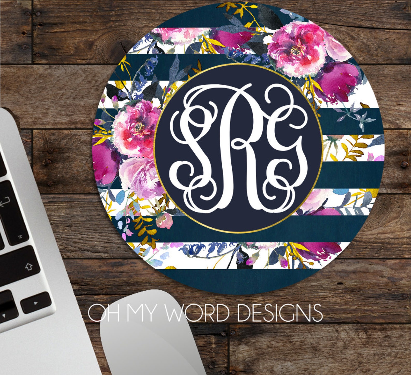 Monogram Mouse Pad-monogram Mouse Pad-desk - Etsy