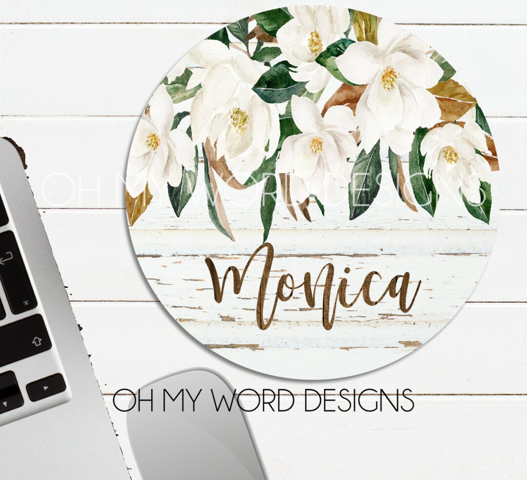 Personalized Mouse Pad-desk Accessories-watercolor Flowers-monograms ...