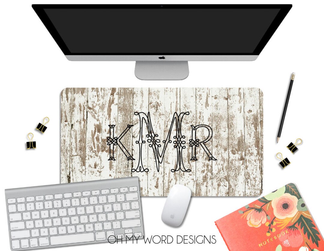 Monogram Desk Mat-desk Mat-over Sized Mouse Pad-neoprene Desk - Etsy