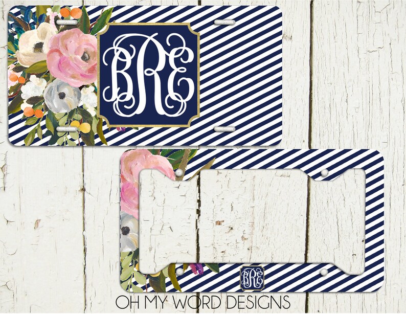 Monogram Car Tag-personalized License Plate-monogram Car - Etsy