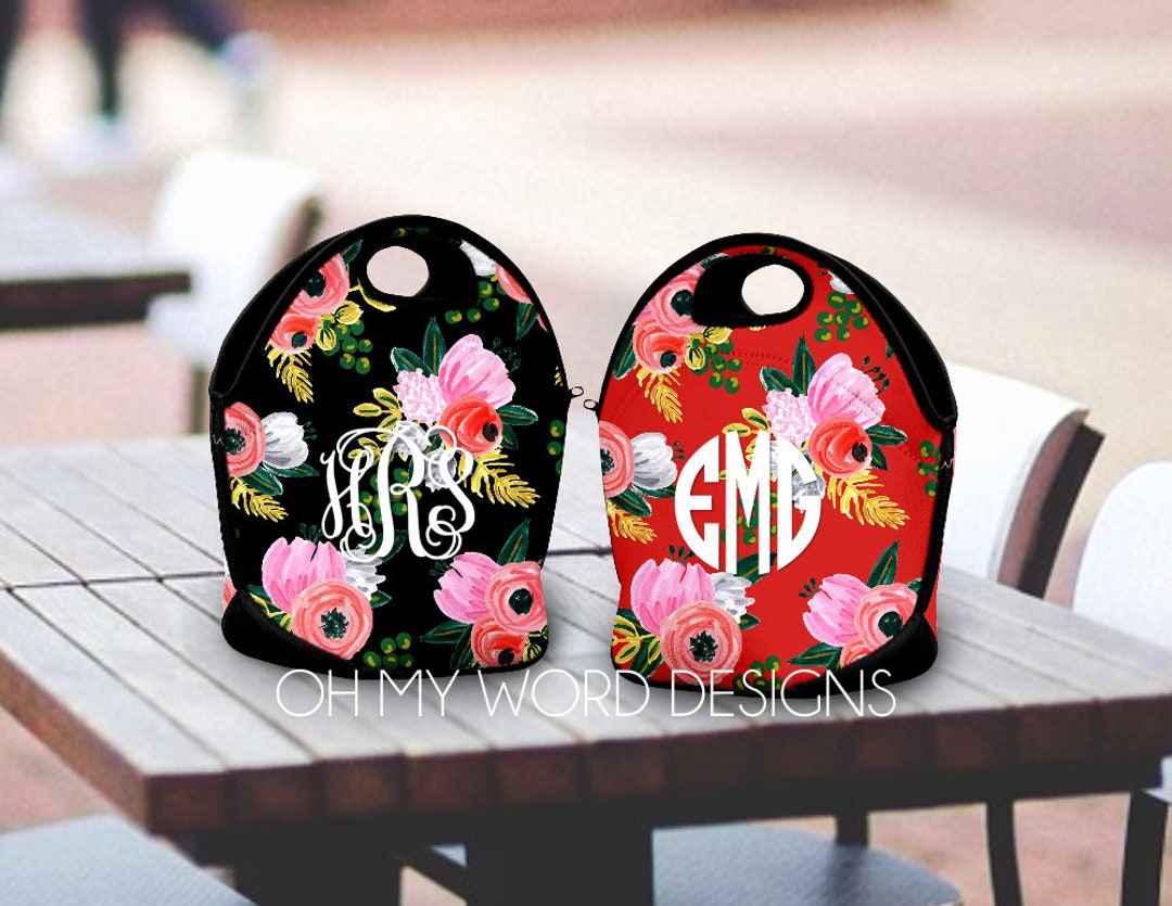Monogram Lunch Tote-neoprene Lunch Tote-lunch Bag-monogram Lunch Tote ...