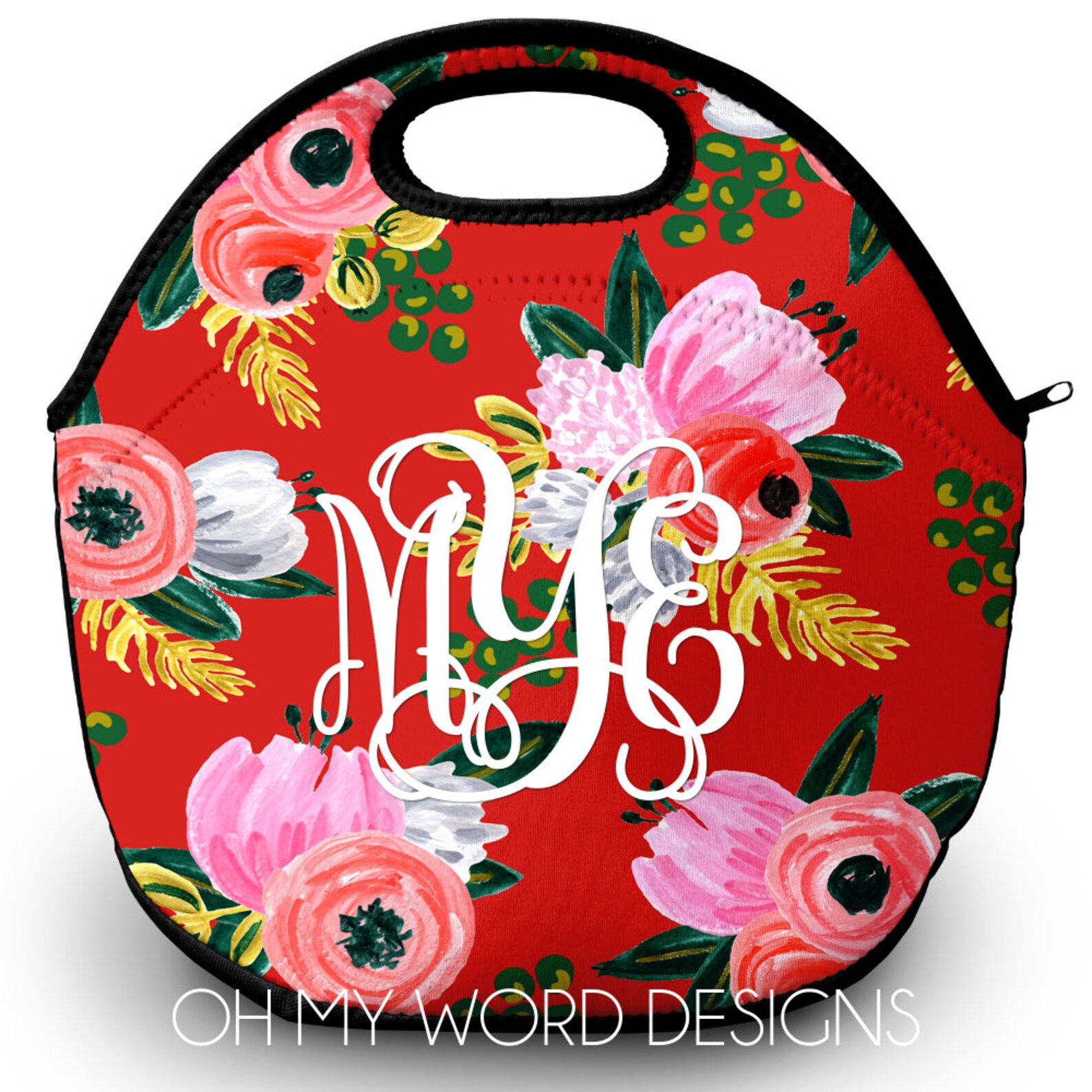 Monogram Lunch Tote-neoprene Lunch Tote-lunch Bag-monogram - Etsy