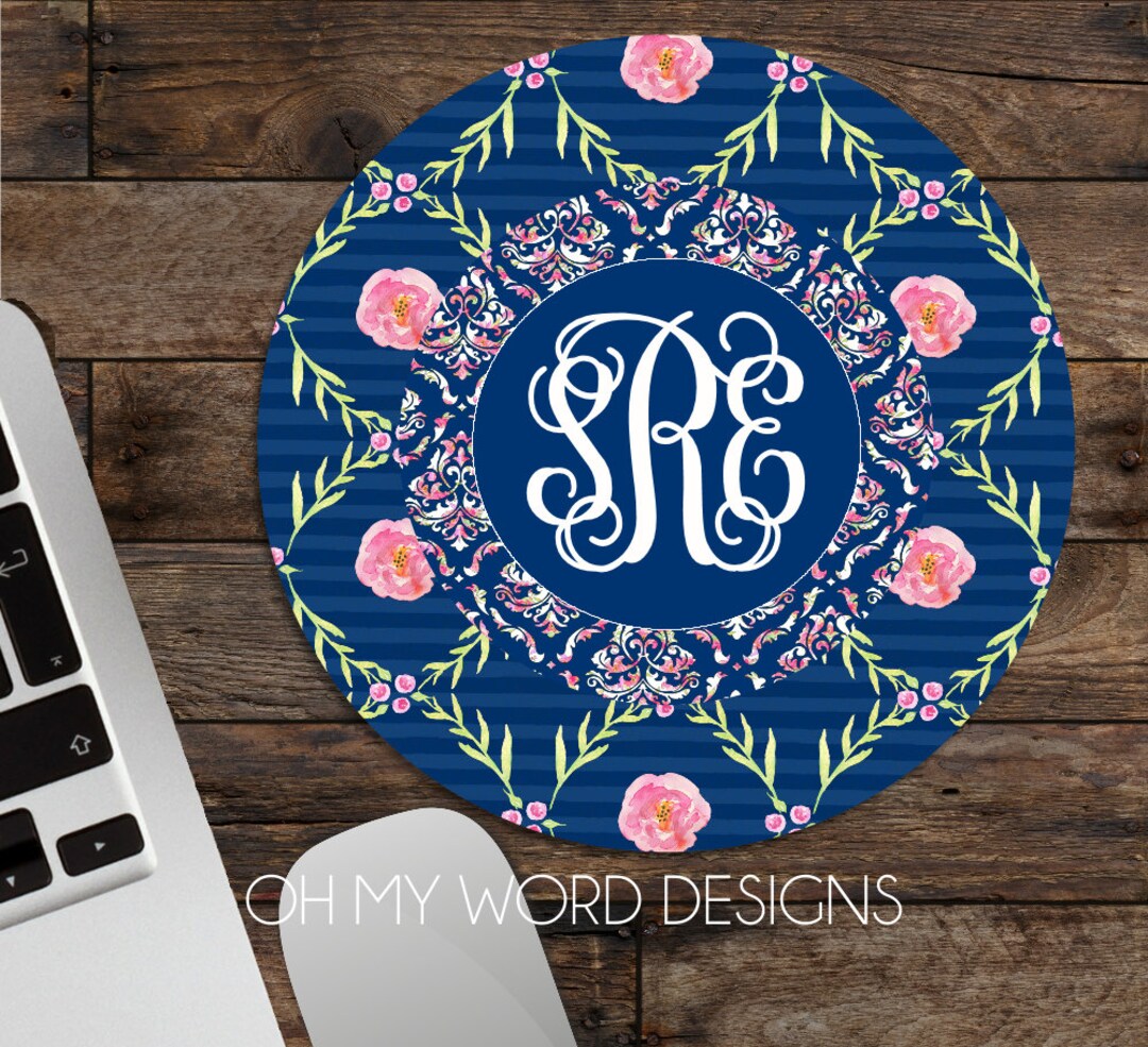 Monogram Mouse Pad-monogram Mouse Pad-desk Accessories-watercolor ...