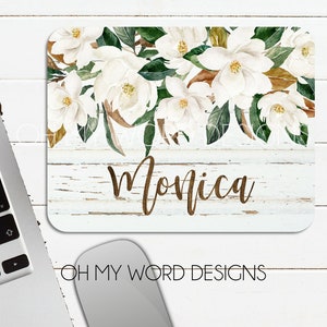Personalized Mouse Pad-desk Accessories-watercolor Flowers-monograms ...
