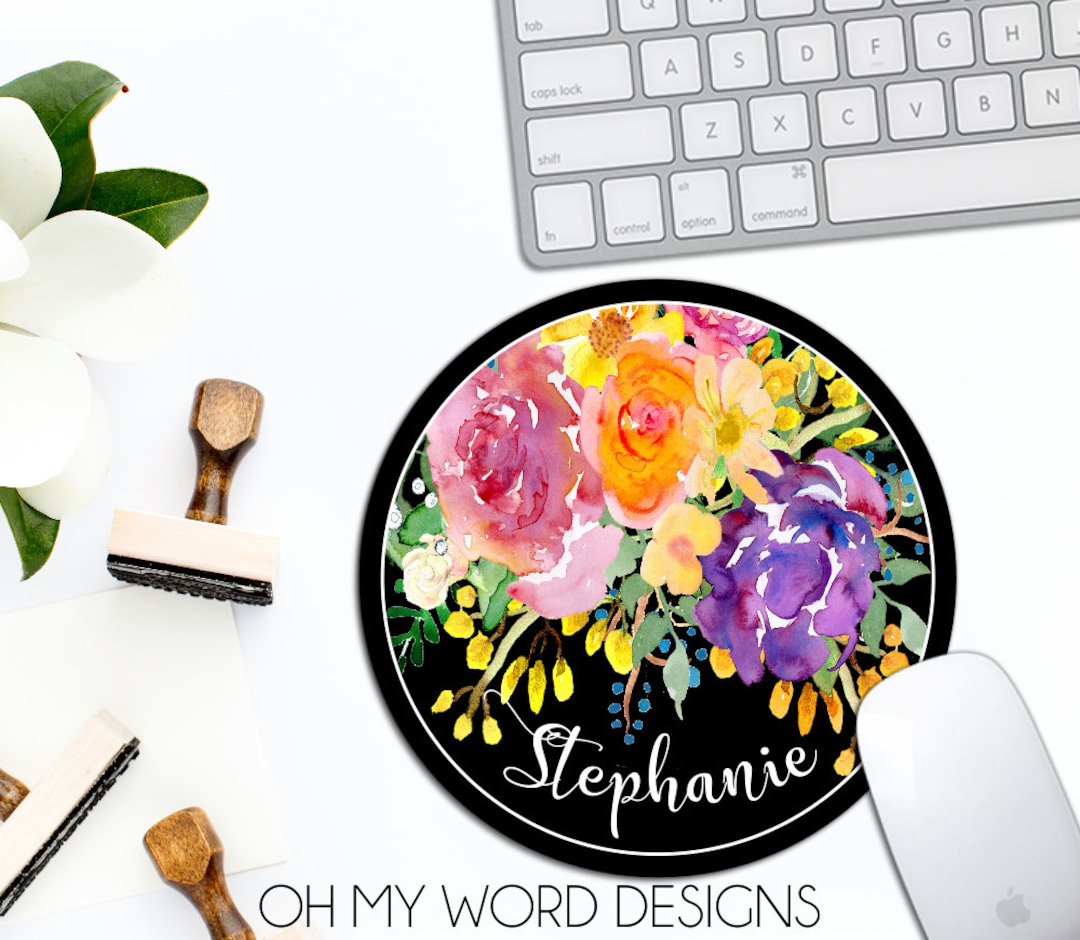 Personalized Mouse Pad-monogram Mouse Pad-desk Accessories-watercolor ...