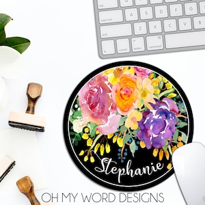 Personalized Mouse Pad-monogram Mouse Pad-desk Accessories-watercolor ...