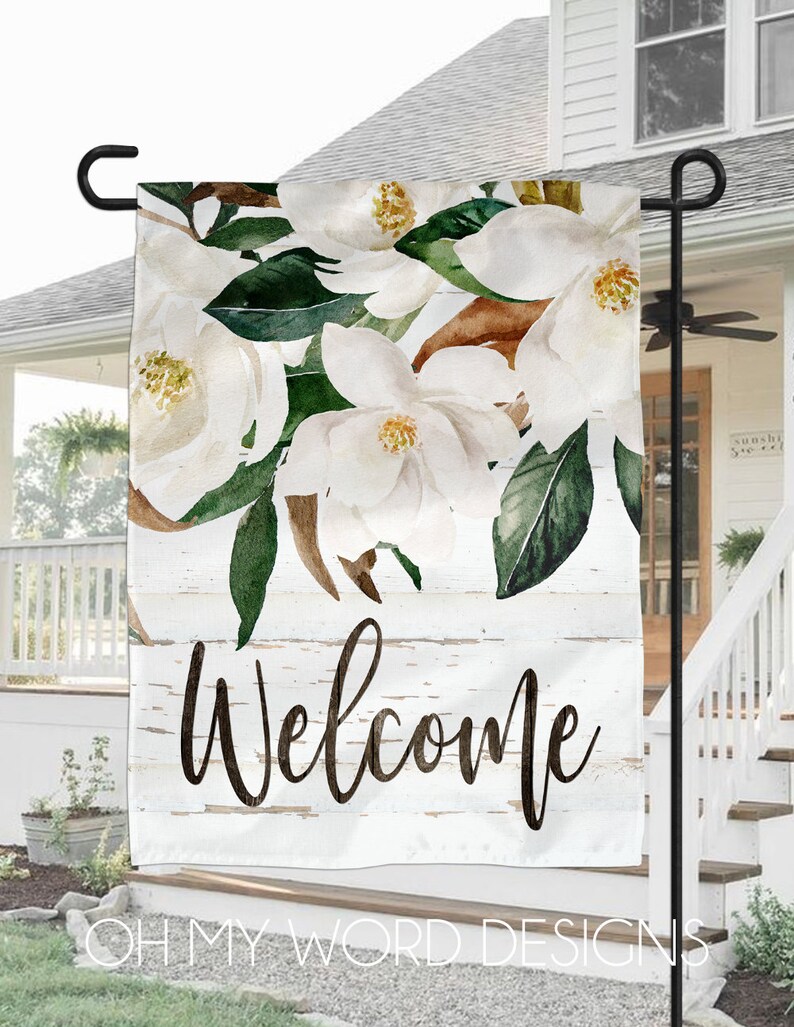 Personalized Garden Flag-Magnolia Garden Flag-Welcome | Etsy