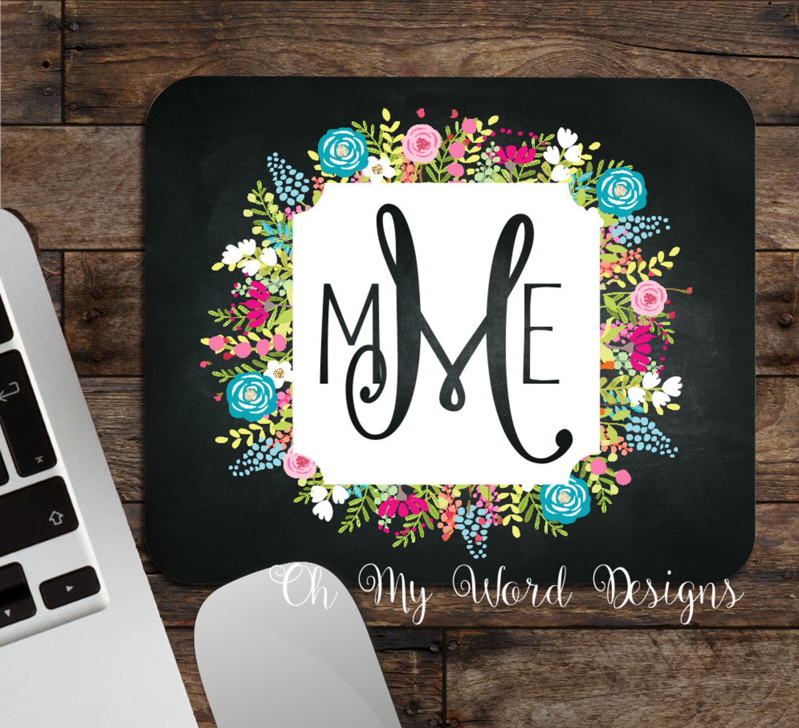Monogram Mouse Pad-monogram Mouse Pad-personalized Mouse - Etsy