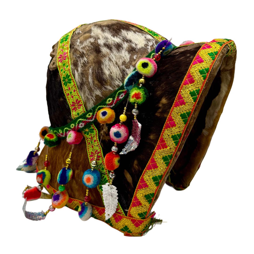 Vintage Bolivia TINKU Dance Montera Helmet Handmade Andean Folk Art ...