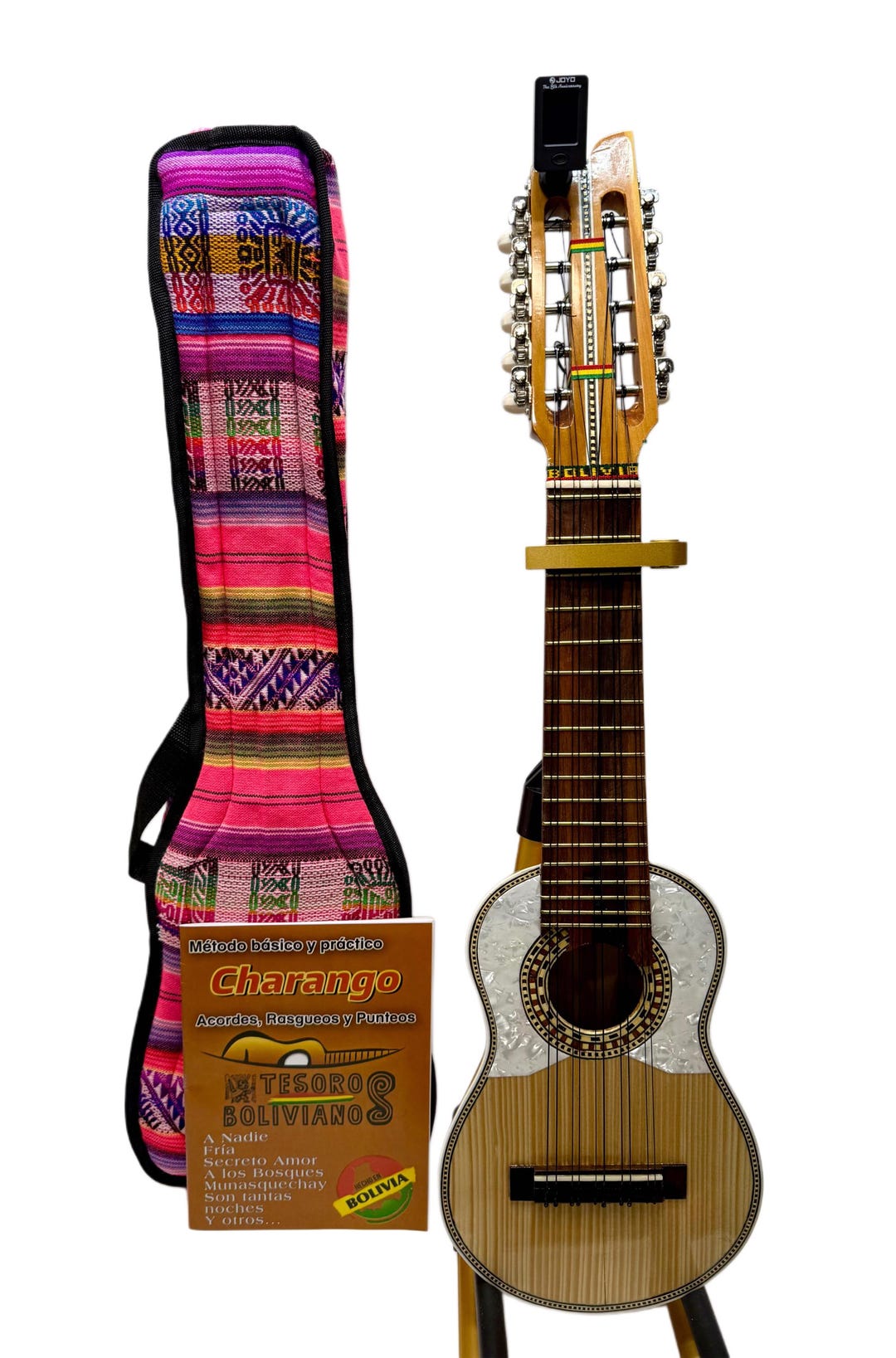 Bolivian Charango Handmade Naranjillo Carved, Tuner, Charango Capo ...