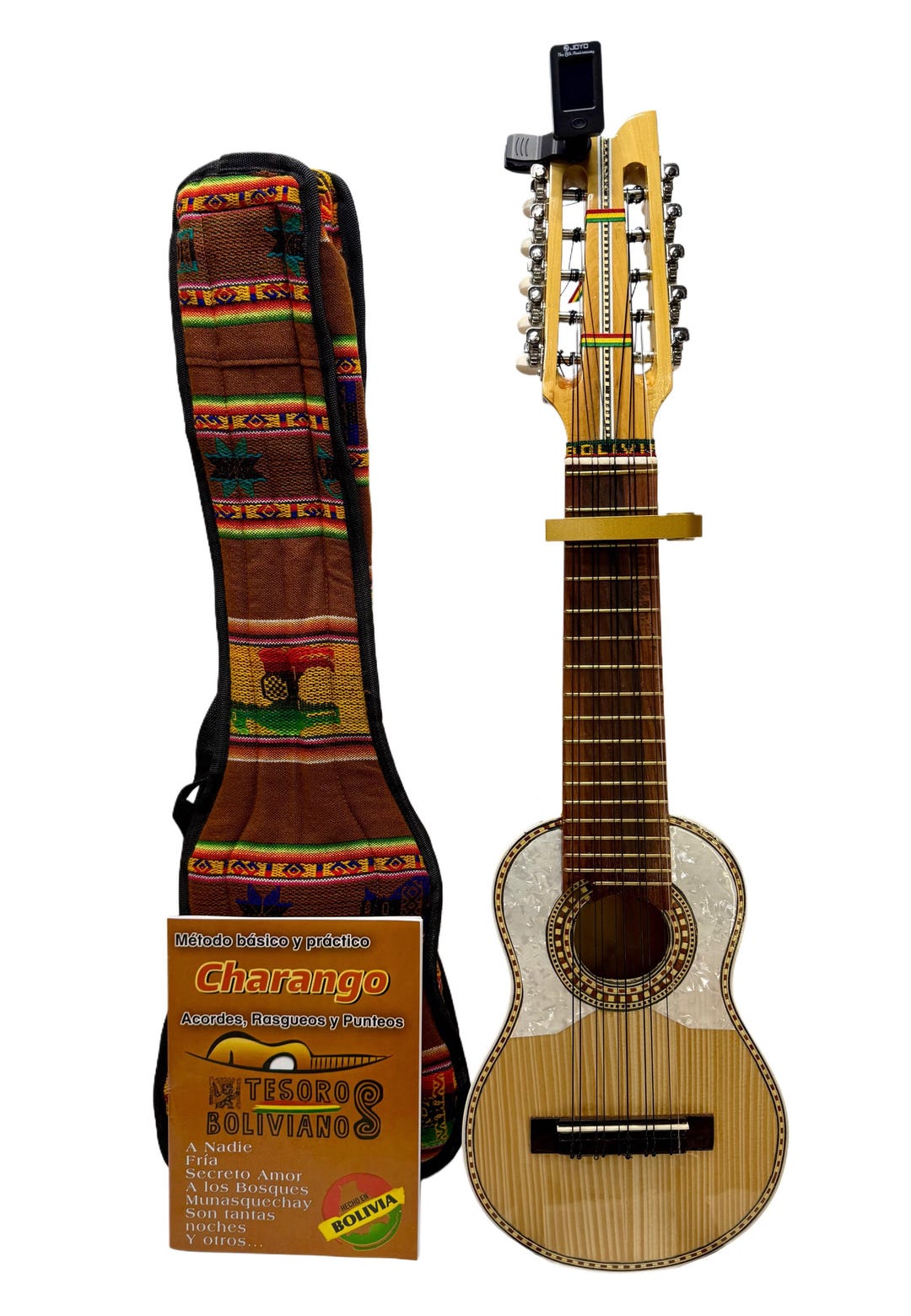 Bolivian Charango Handmade Naranjillo Carved, Tuner, Charango Capo ...