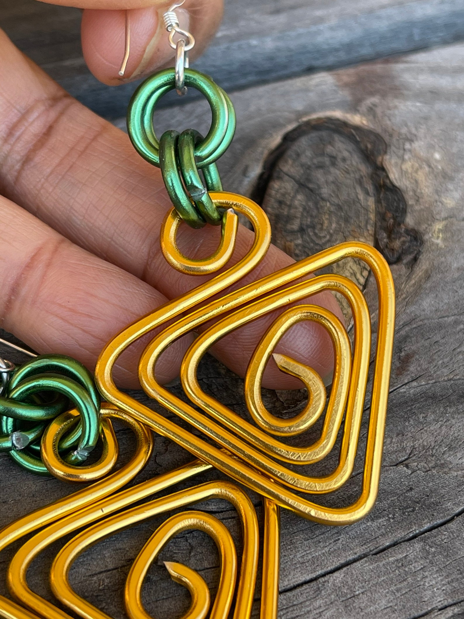 Gold and Green Triangle Chi ETA Phi Wire Earrings With - Etsy