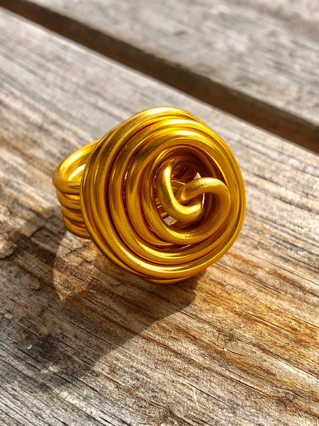 Gold Round Statement Aluminum Wire Ring - Etsy