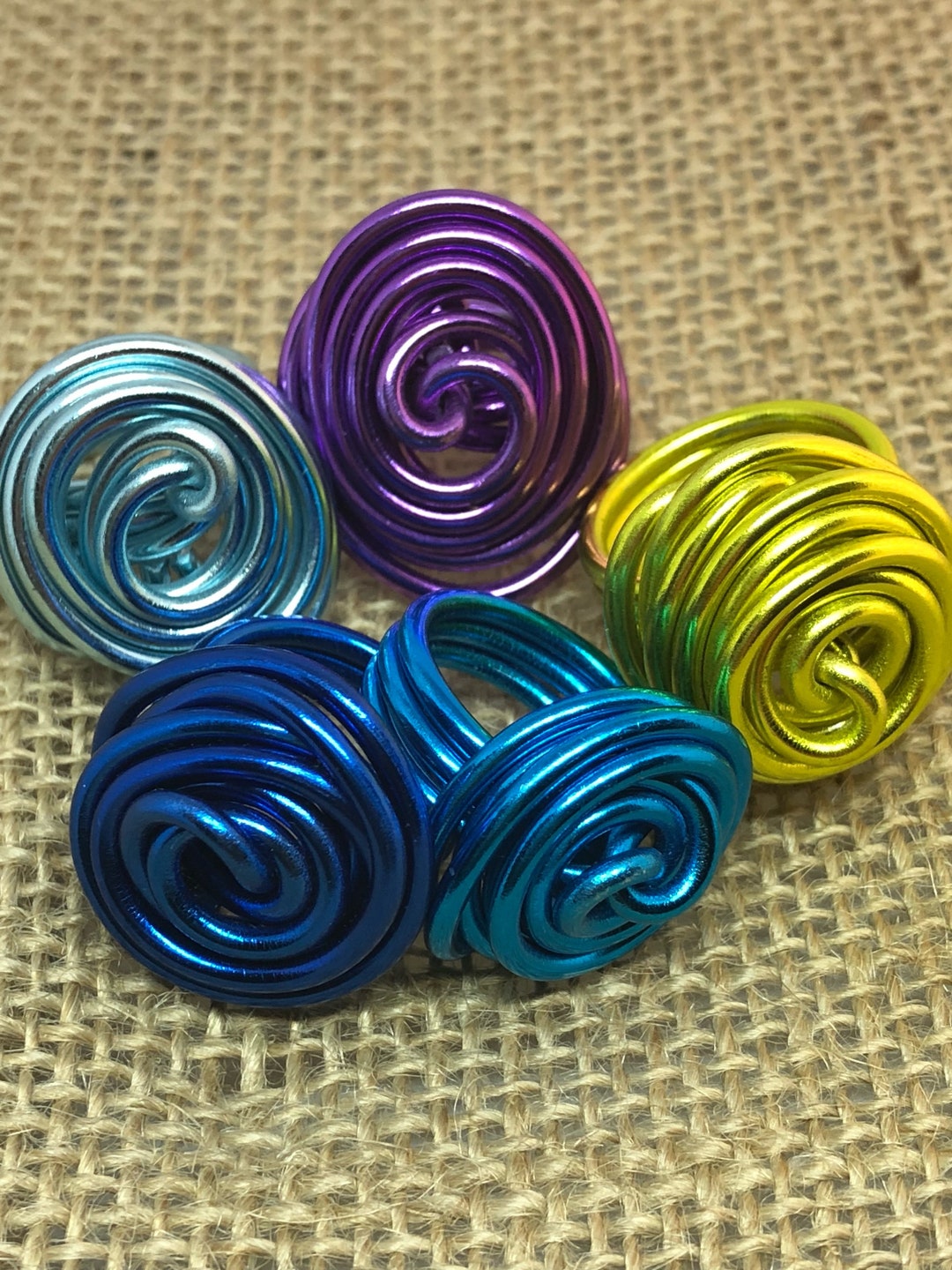 Swirl Aluminum Wire Ring, Anodized Aluminum Wire Ring, Small Wire ...