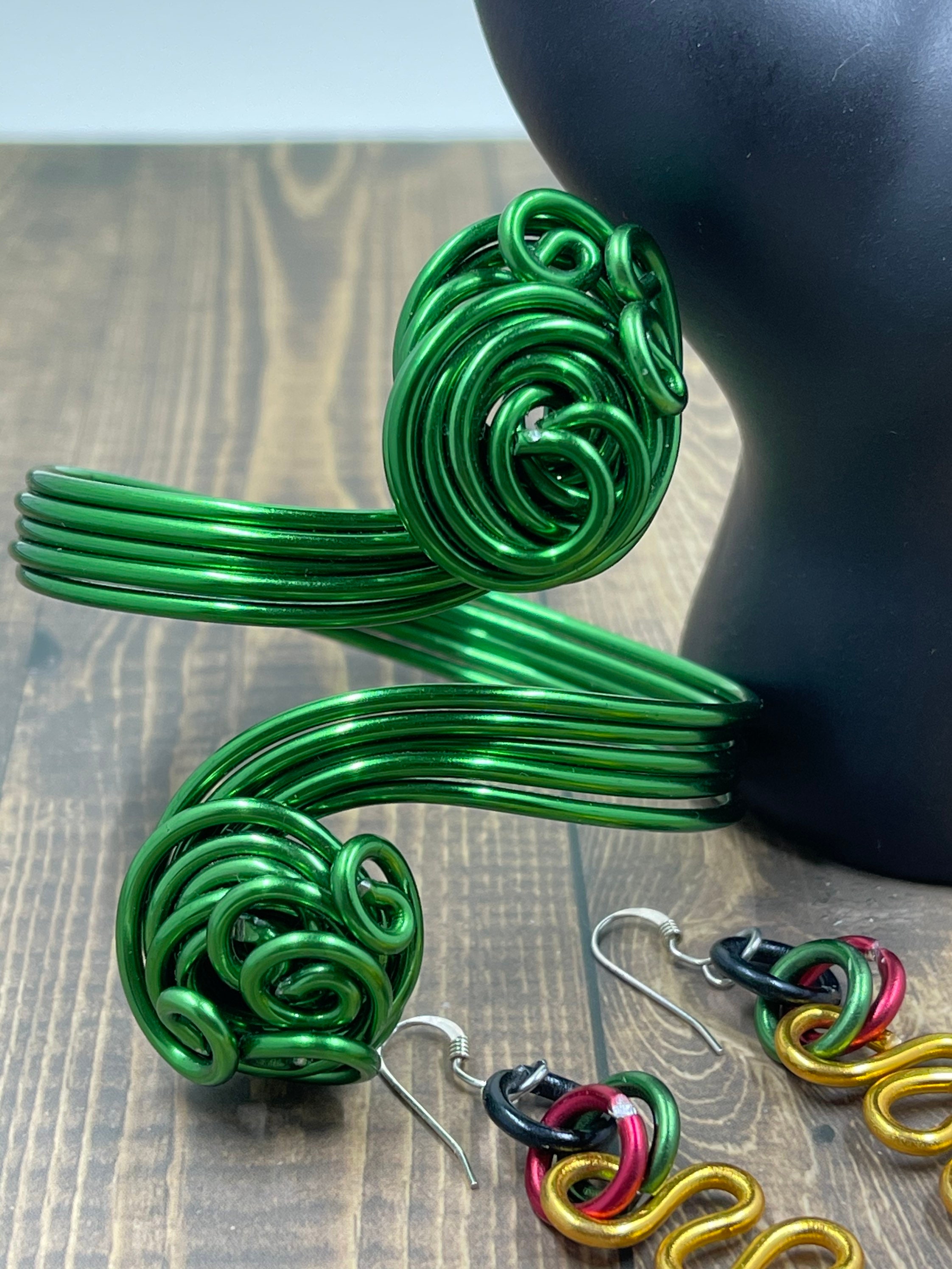 Green Cuff Bracelet Ready to Ship Adjustable for Arm or Hair - Etsy UK