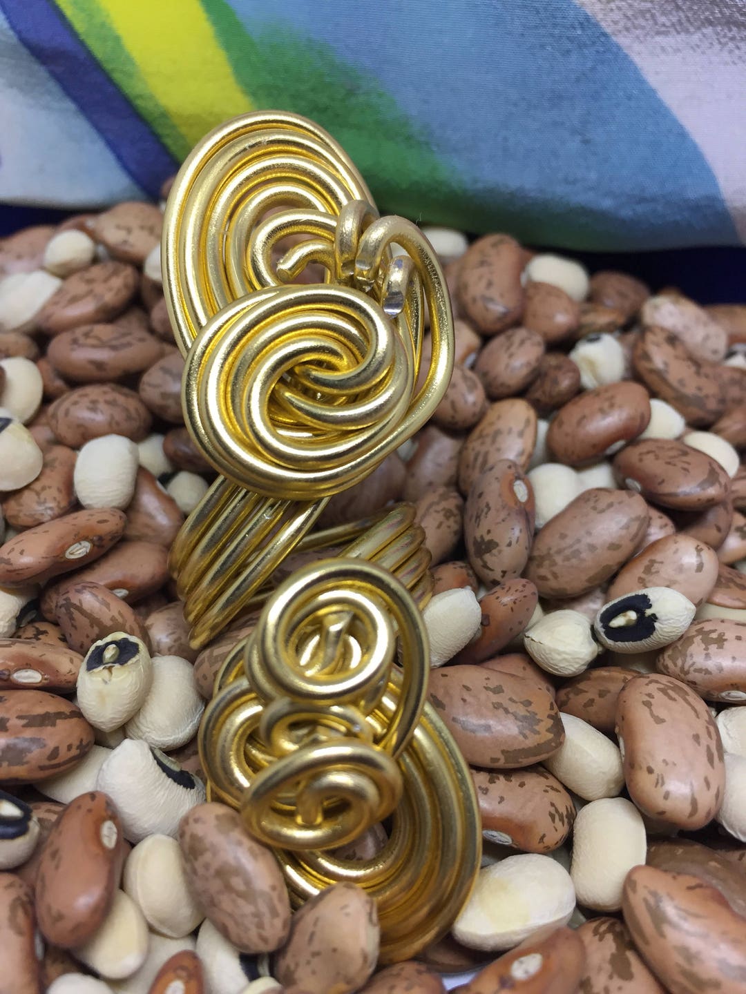 Big Gold Statement Ring, Wire Wrapped Ring, Adjustable Ring, Aluminum ...