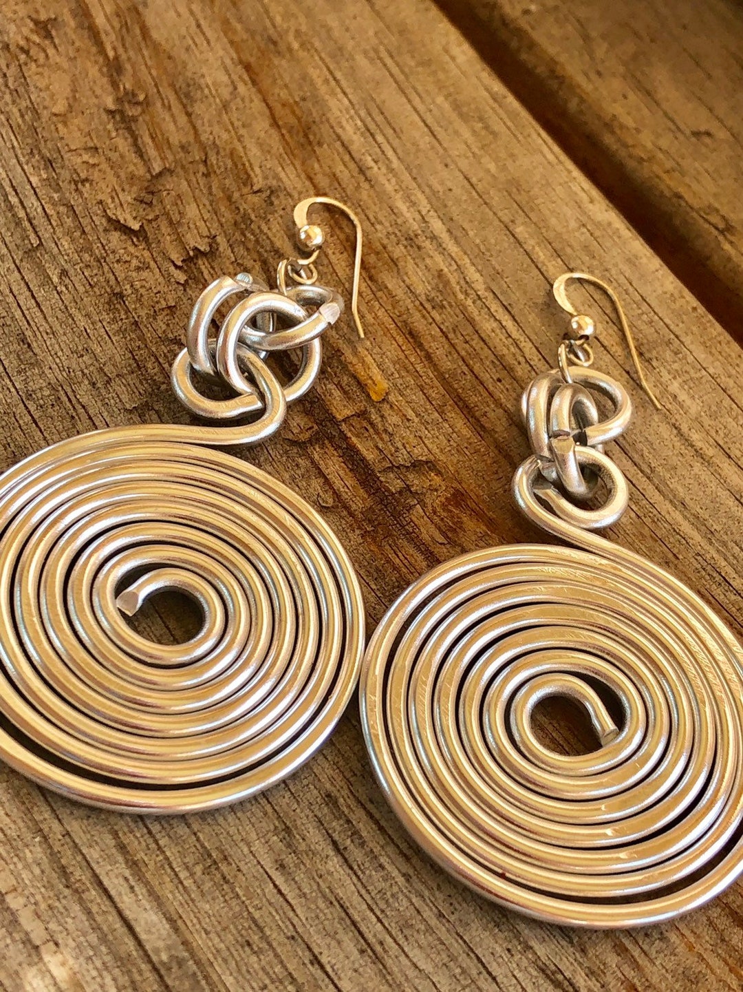 Silver Round Disk Aluminum Wire Earrings With Sterling Silver Ear Wire ...