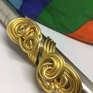 Big Gold Statement Ring, Wire Wrapped Ring, Adjustable Ring, Aluminum ...