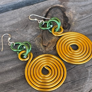 Gold and Green Chi ETA Phi Wire Earrings With Sterling Silver Ear Wire ...