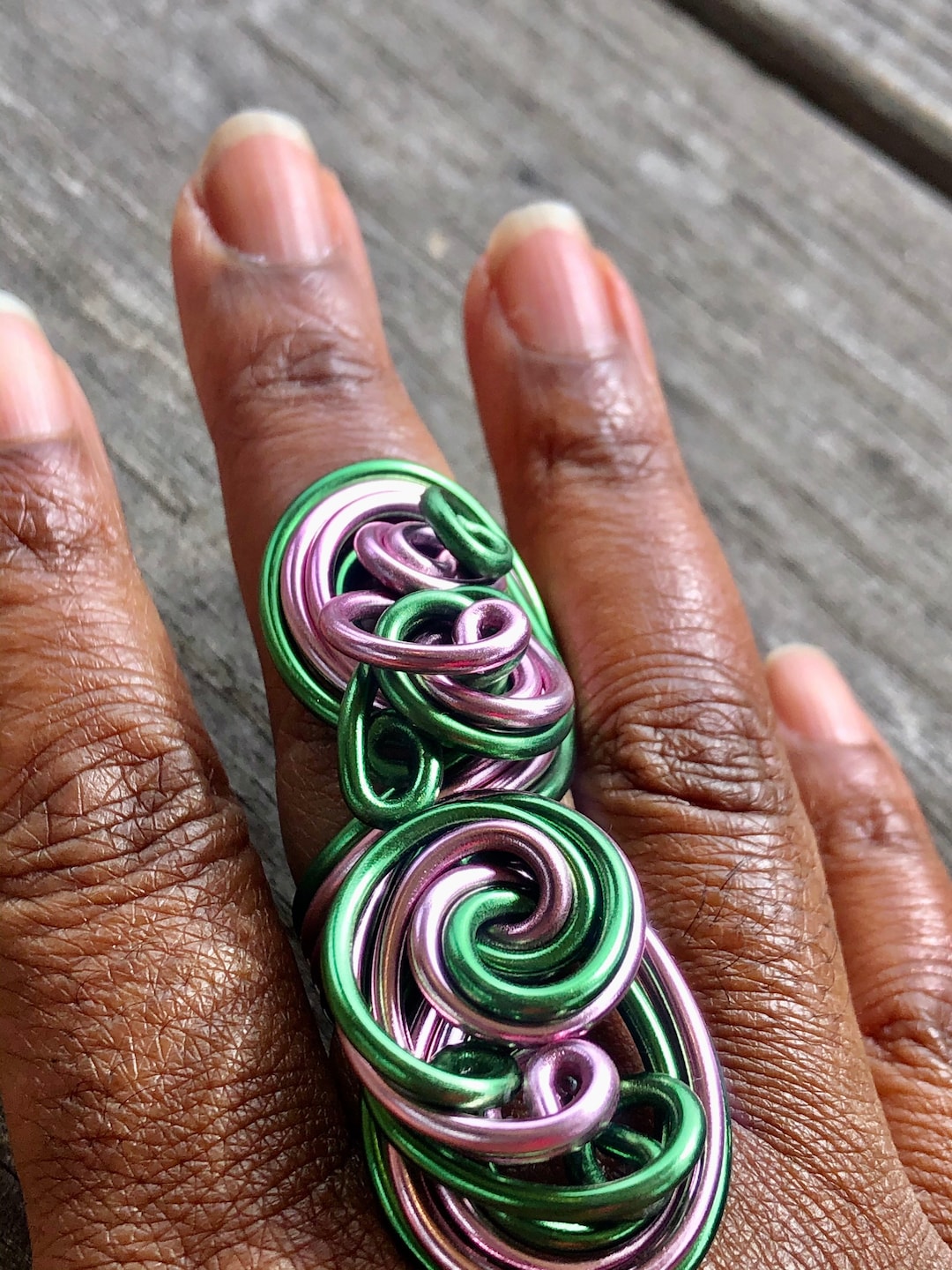 Alpha Kappa Alpha Wire Wrapped Ring, Custom Aluminum Statement Jewelry ...