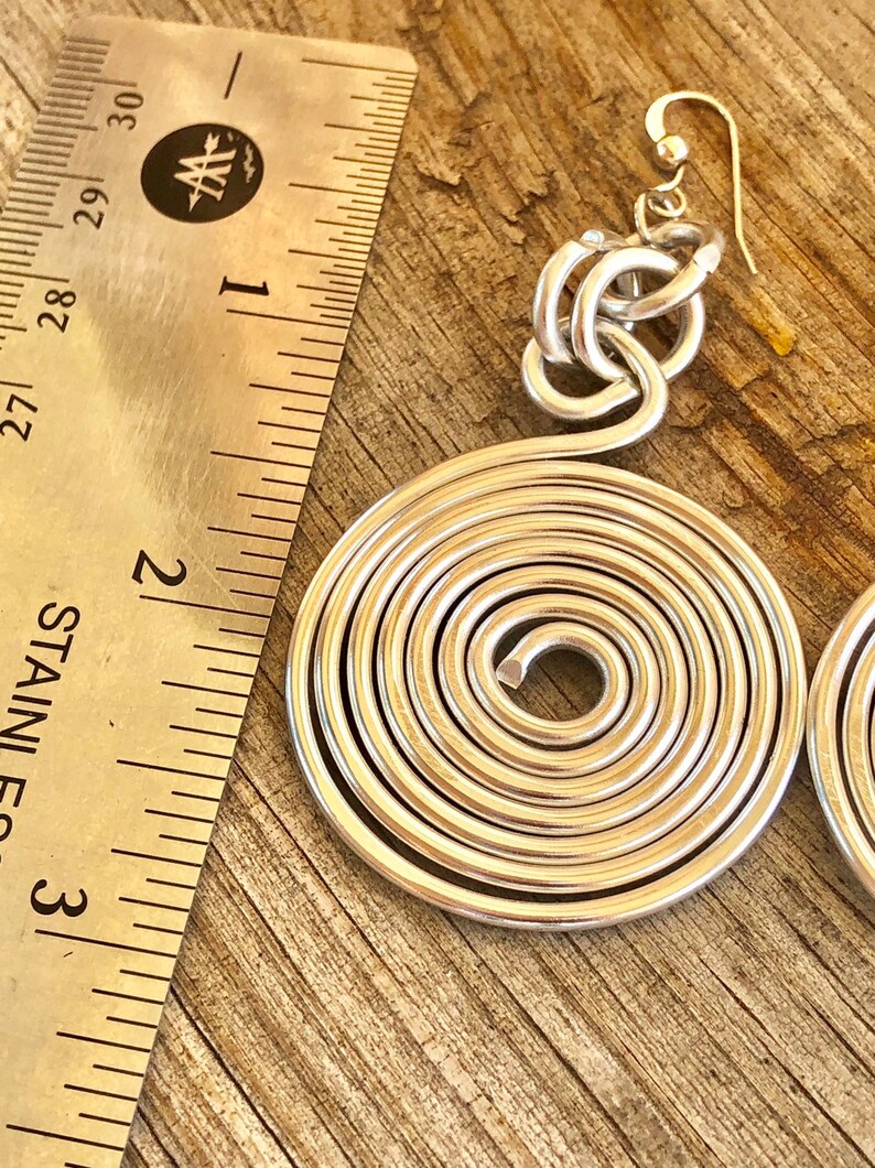 Silver Round Disk Aluminum Wire Earrings With Sterling Silver - Etsy