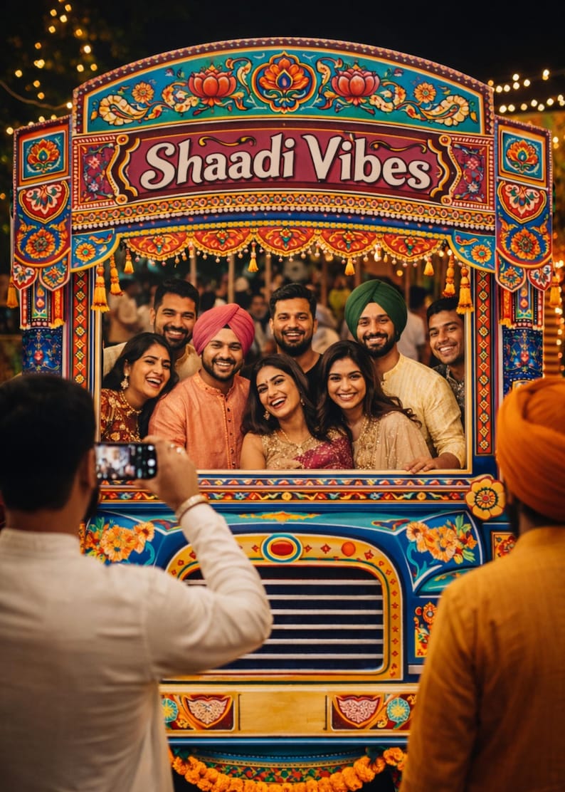 Desi Truck Photo Booth Frame: Indian Wedding Mehndi Party Decor (60x40 ...