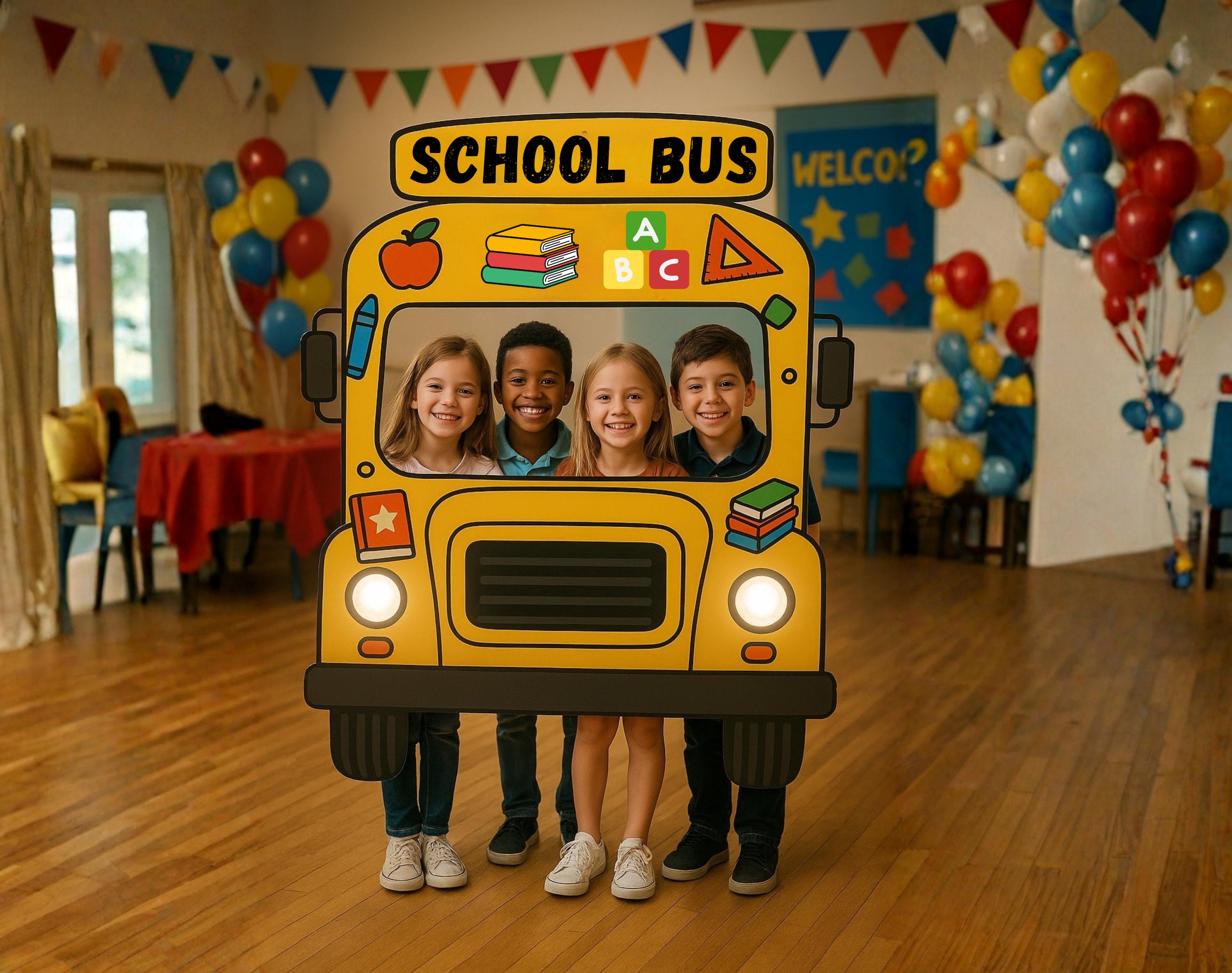 School Bus Photo Booth Frame | Back to School Party Decor (PNG PDF) - Etsy