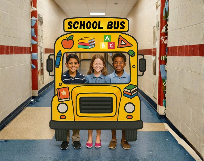 School Bus Photo Booth Frame | Back to School Party Decor (PNG PDF) - Etsy