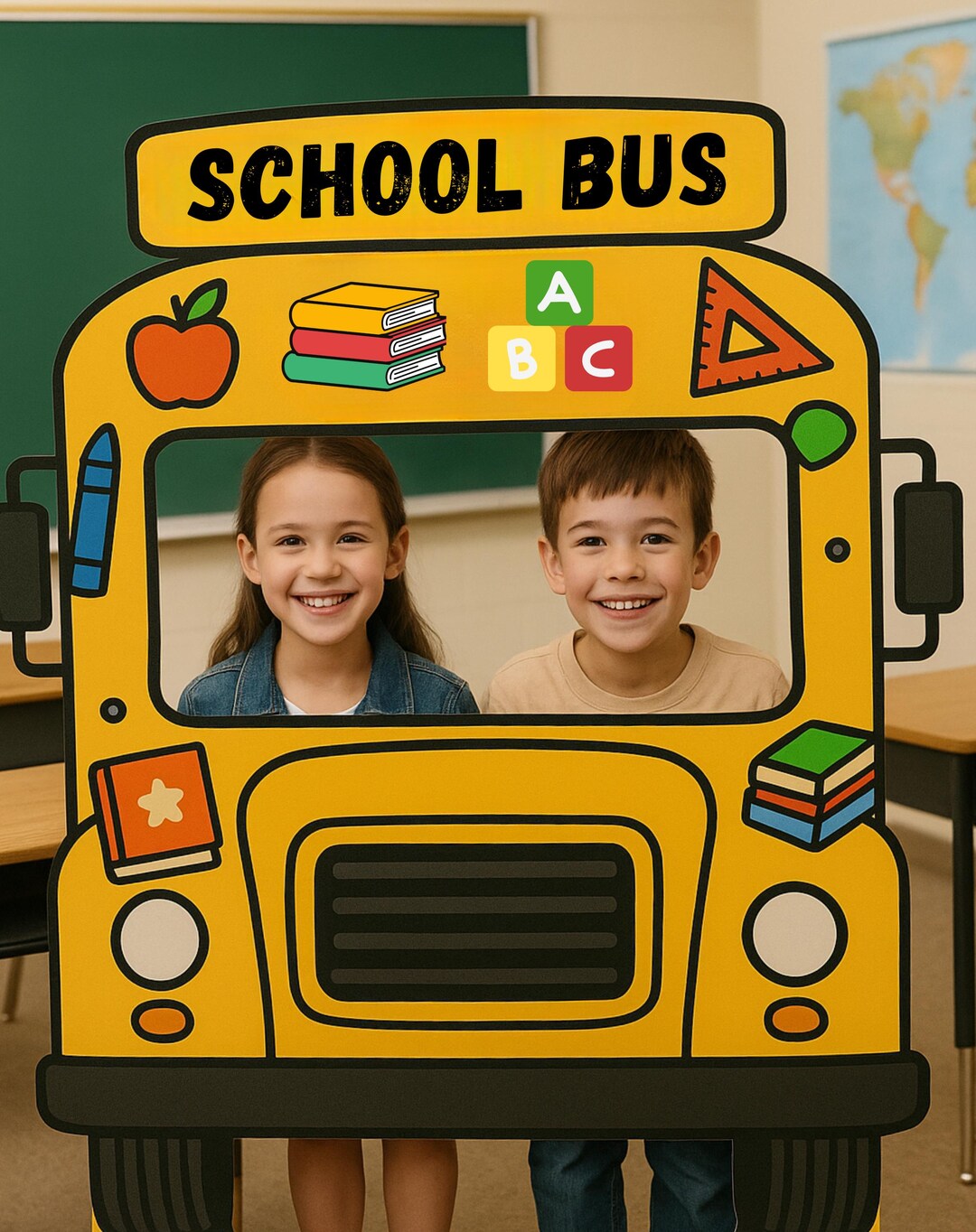 School Bus Photo Booth Frame | Back to School Party Decor (PNG PDF) - Etsy