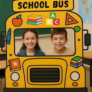 School Bus Photo Booth Frame | Back to School Party Decor (PNG PDF) - Etsy