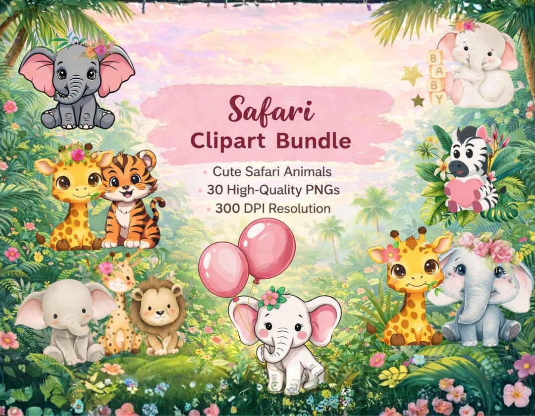 Safari Jungle Animals Bundle for Birthday, Nursery, Classroom & Party ...