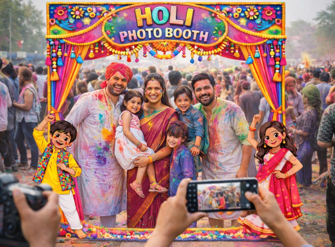 Holi Photo Booth Frame Printable | Colorful Indian Festival Backdrop ...