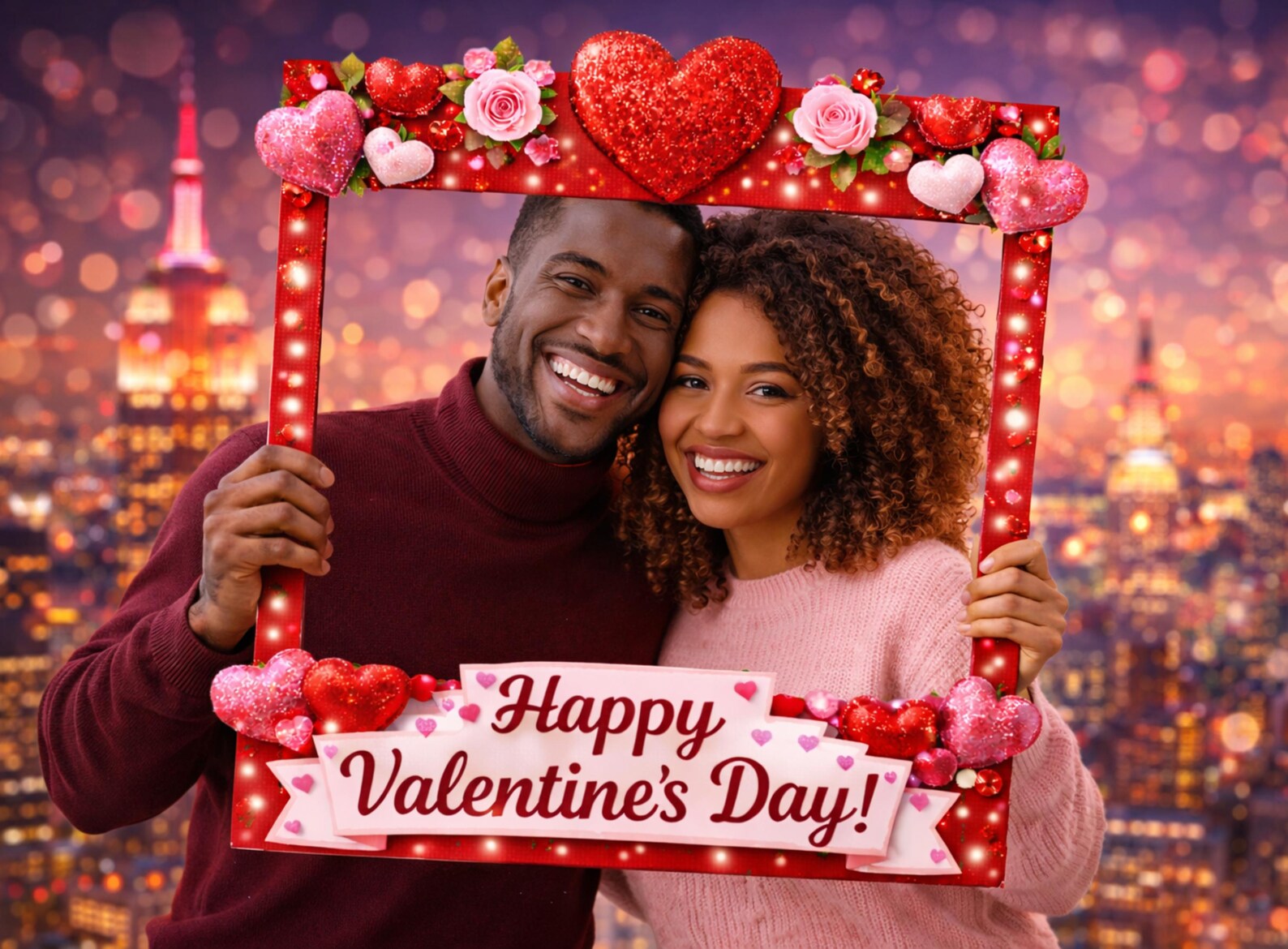 Valentine’s Day Couple Photo Booth Frame Romantic Love Prop Printable ...