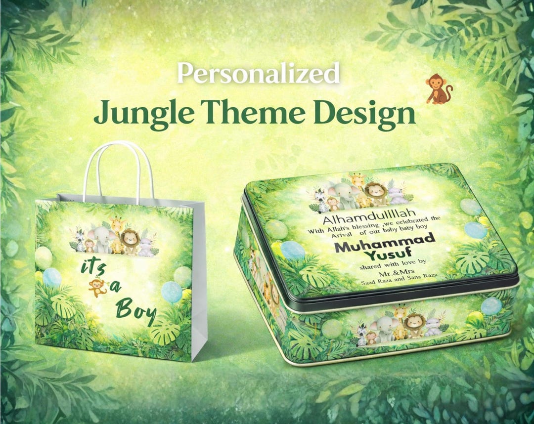 Personalized Jungle Theme Design | Kids Party & Baby Arrival | Digital ...