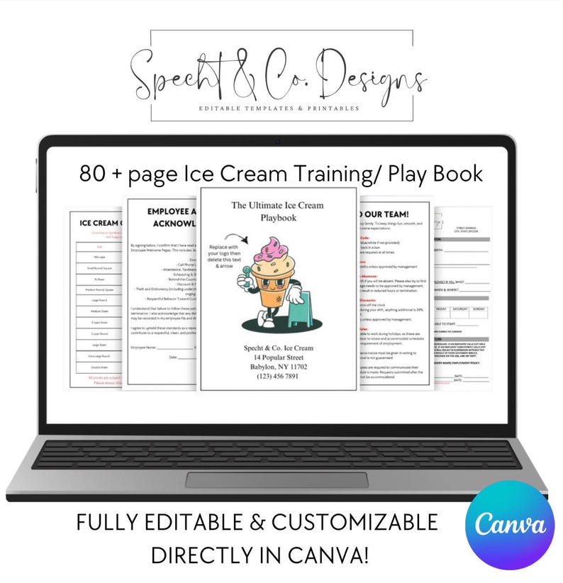 Ice Cream Shop Training Manual: Editable Canva Template (digital ...
