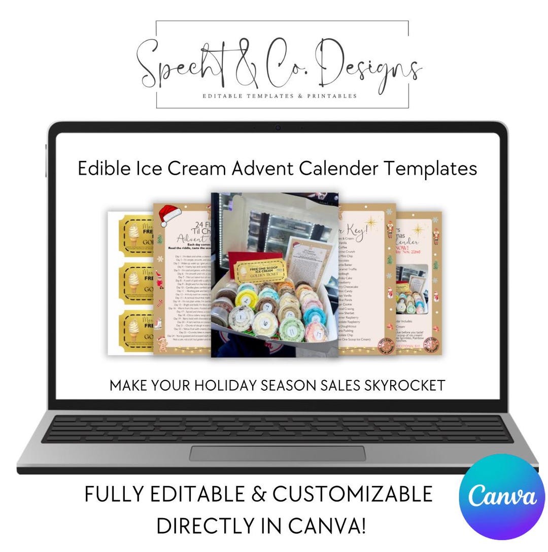 Ice Cream Shop Advent Calender: Editable Canva Template (digital ...