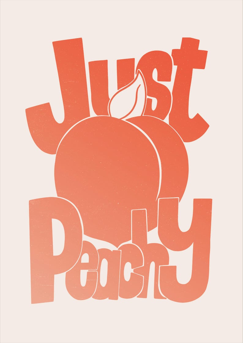 Just Peachy Gradient Illustrated Poster With Halftone Detail, Fine Art ...