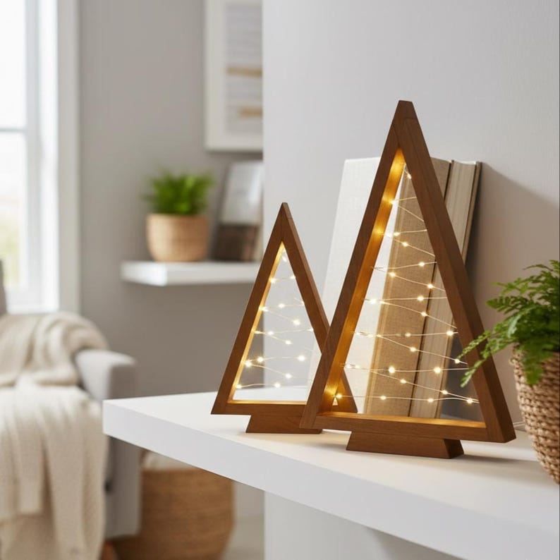 Handmade Wooden Light up Christmas Tree Set – Rustic Farmhouse Decor - Etsy