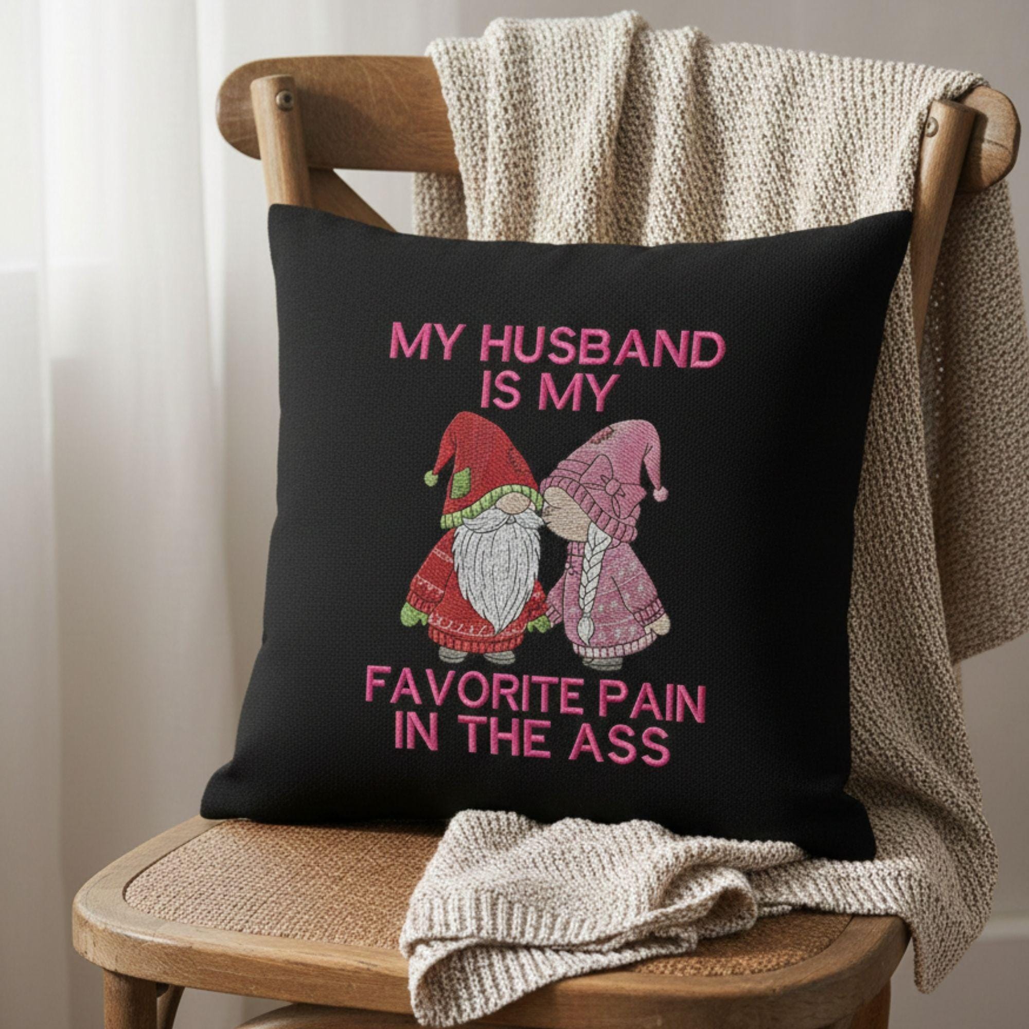 Pain in the Ass Funny Gnome Embroidery Design, Valentines Day Couple ...