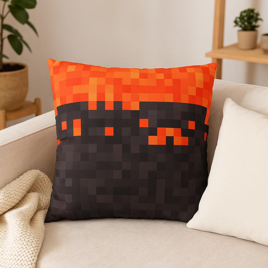 Pixel Art Pillow - Lava Block Drip Design With Insert - Colorful Throw ...