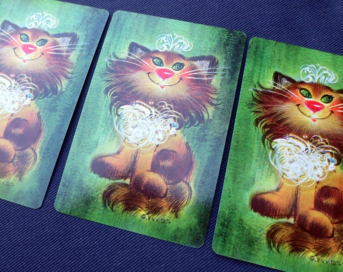 3 Cat With Tiara Vintage Playing Cards - Etsy