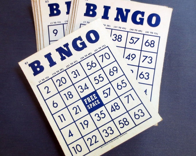 20 Blue Bingo Cards Vintage Paper Ephemera - Etsy
