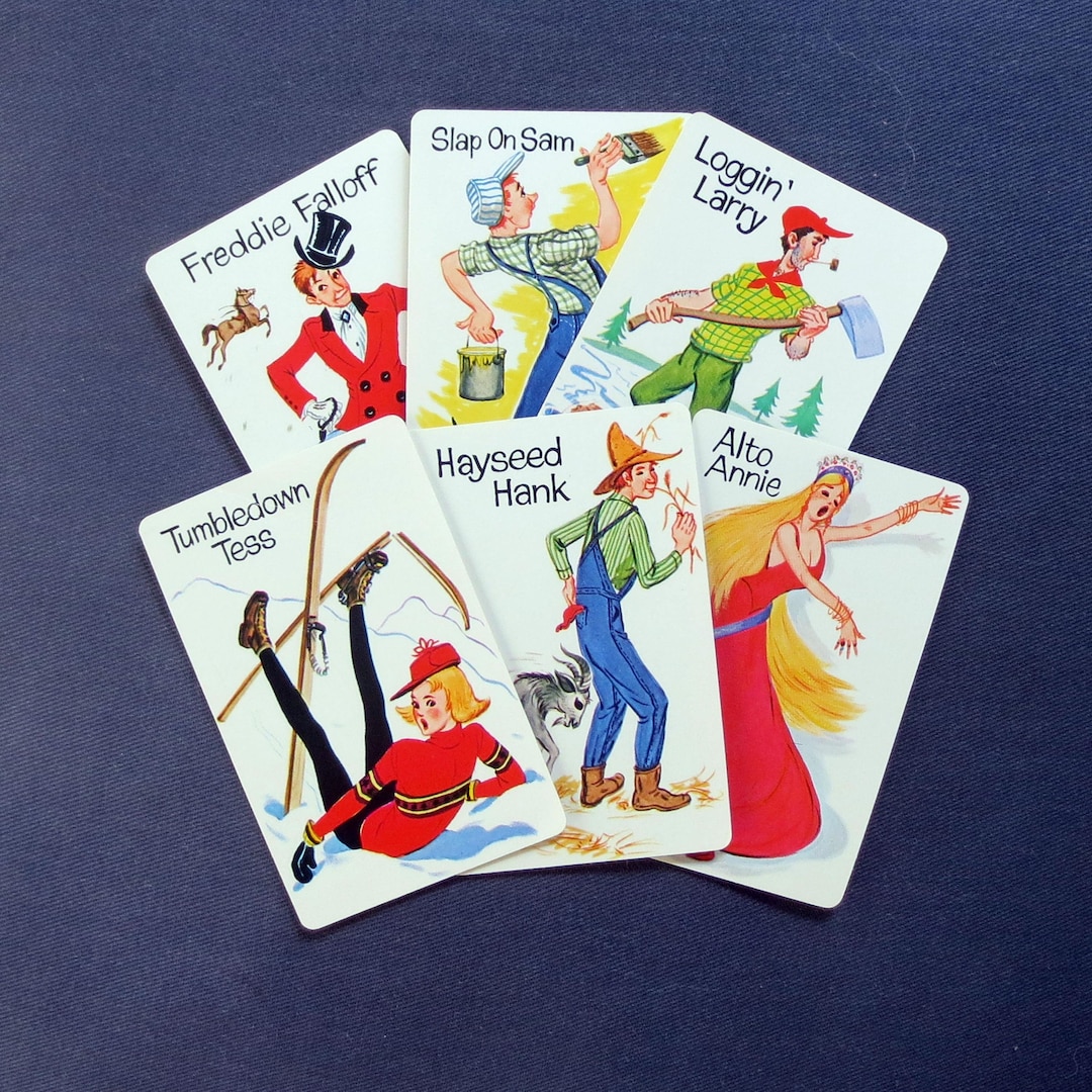 6 Old Maid Game Cards, Vintage Whitman - Etsy
