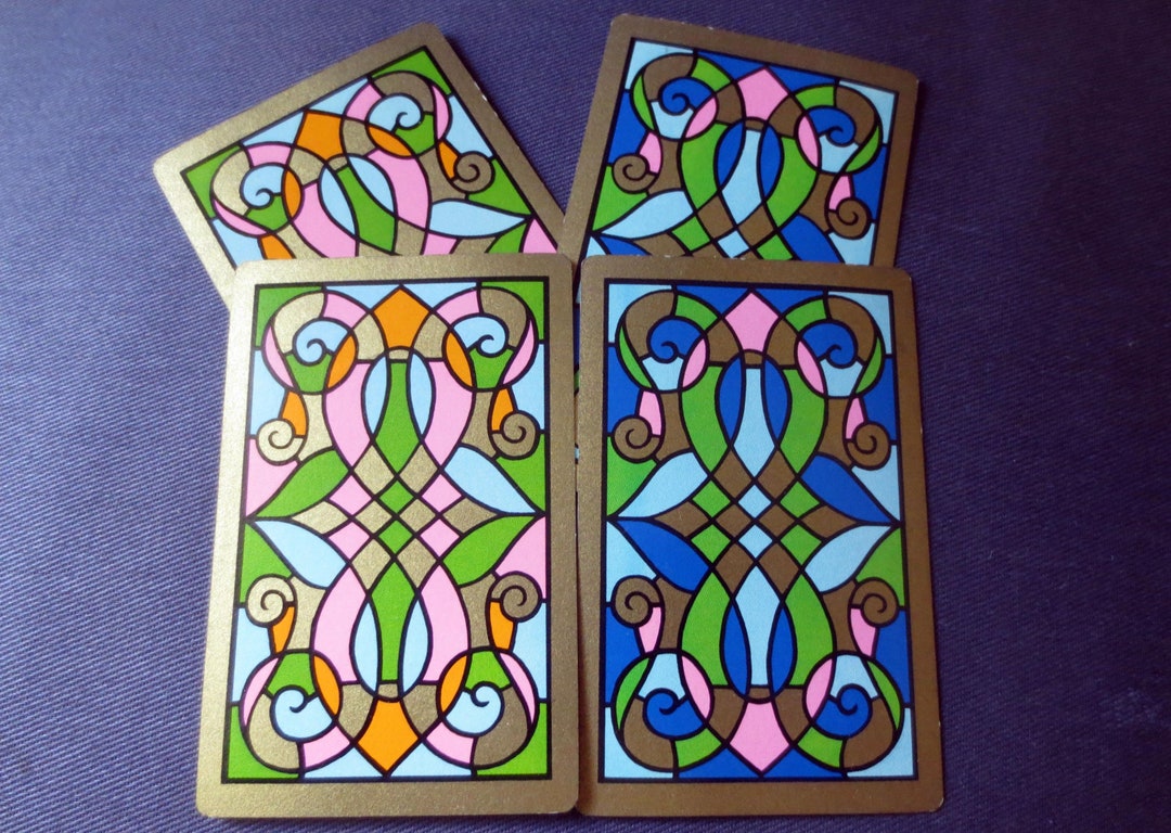 4 Stained Glass-like Design Vintage Playing Cards, 2 of Each Color - Etsy