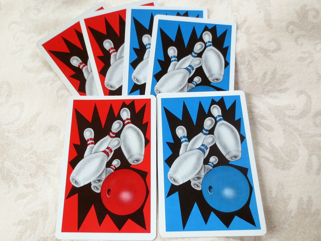 4 Bowling Vintage Playing Cards, 2 Red, 2 Blue - Etsy